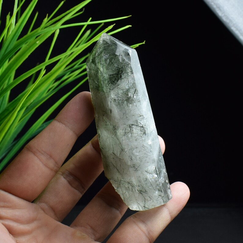 3.77 Polished Natural Green Rutilated Quartz Crystal | Etsy