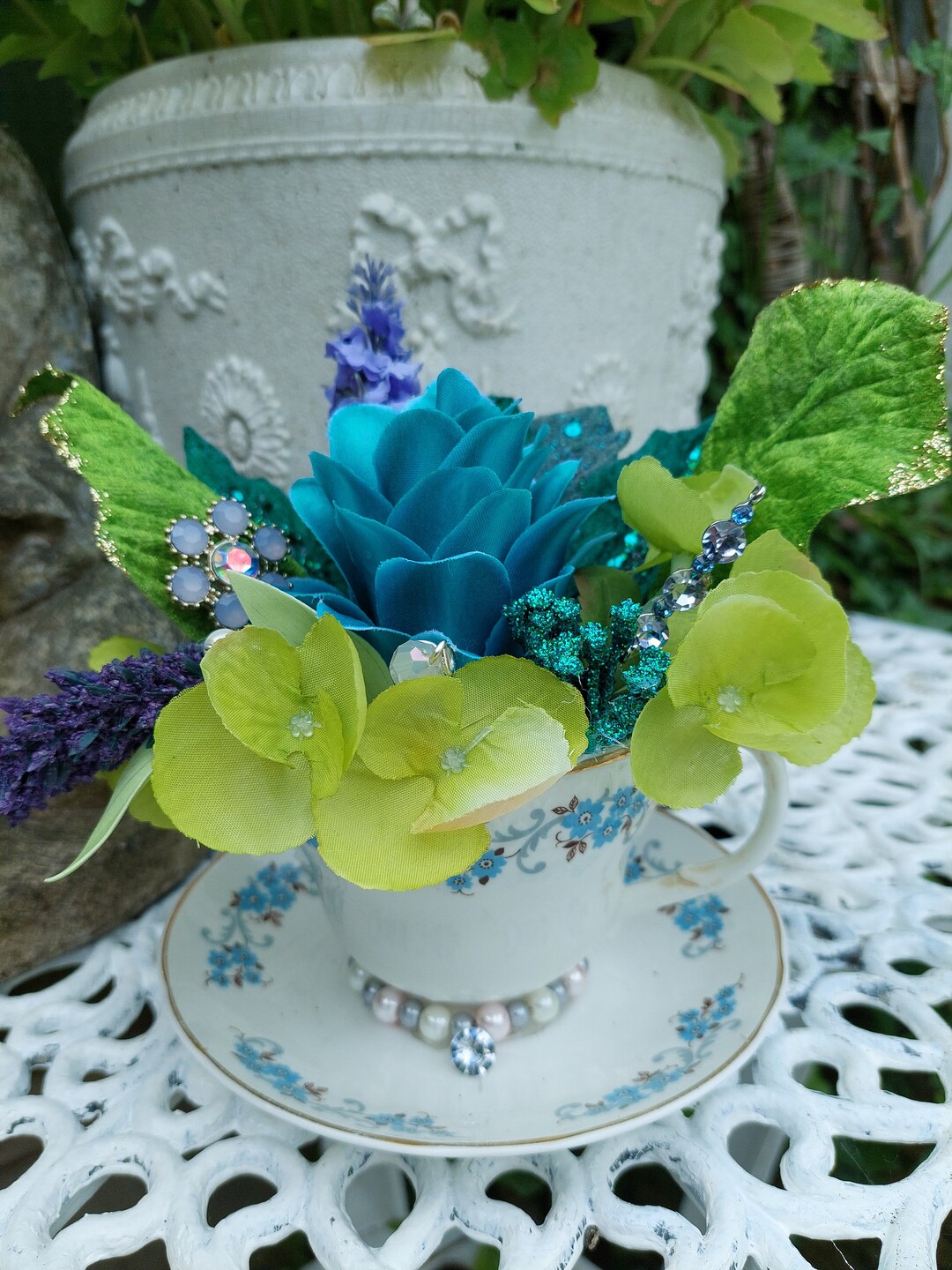 Vintage Fairy Teacup Flower Arrangement - Etsy