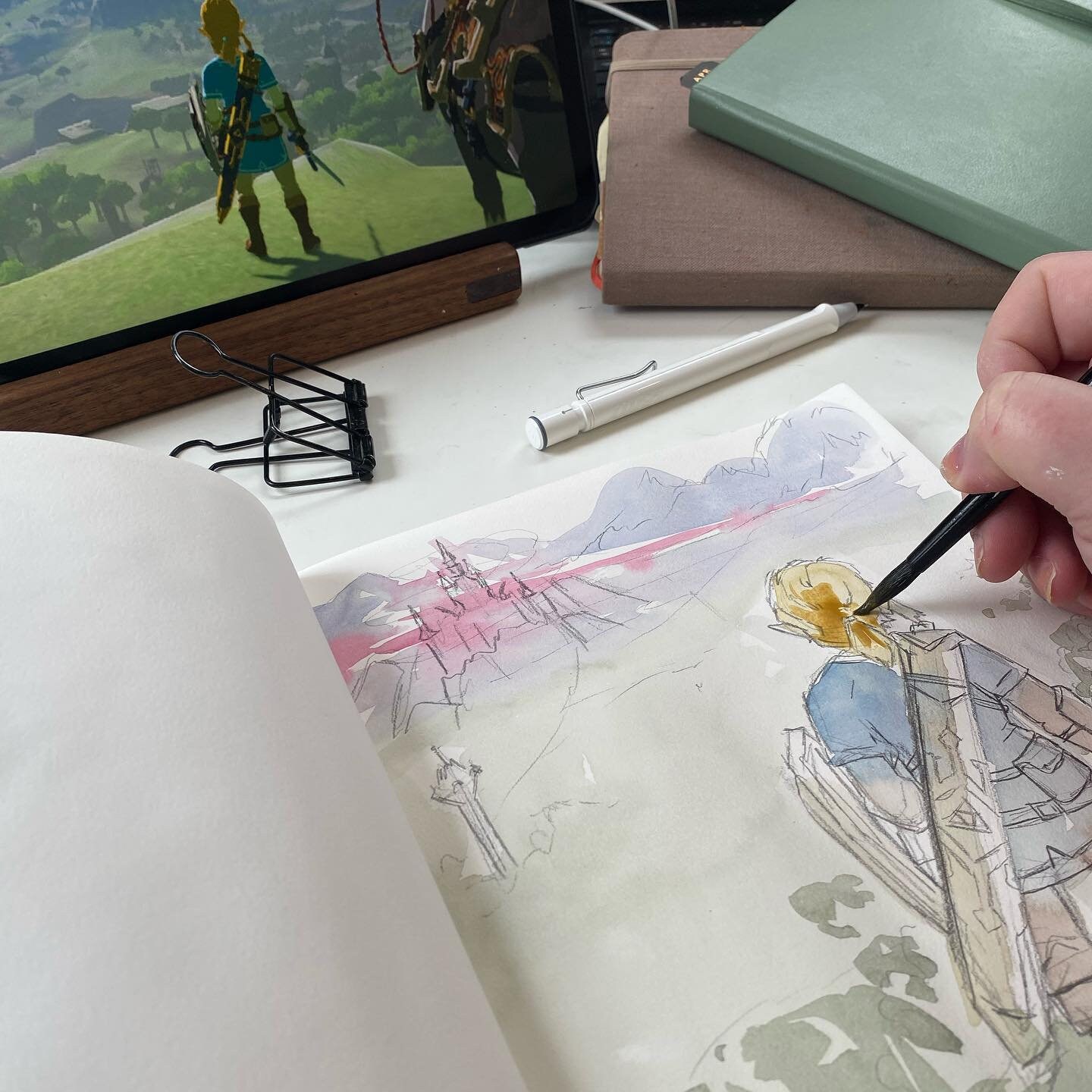 BOTW Fan Art Watercolor Print. / Link on the Plateau Painting/ - Etsy