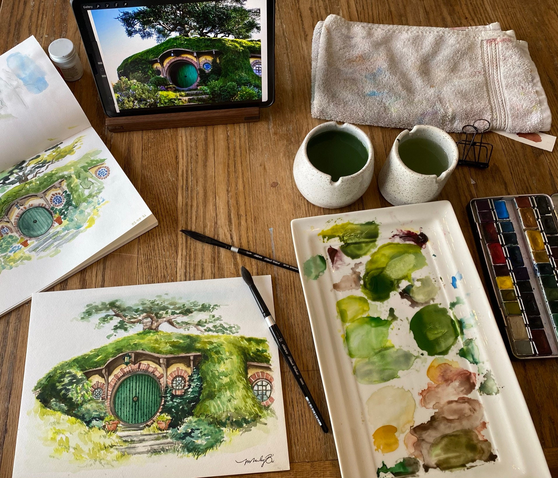 Watercolor Print. / Hobbit House Bag End Painting/ Frodo and - Etsy