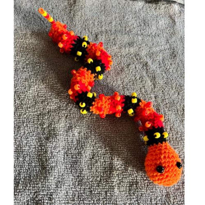 Fidget Bead Crochet Snake Rattle Snake Beaded PATTERN - US and UK Terms ...