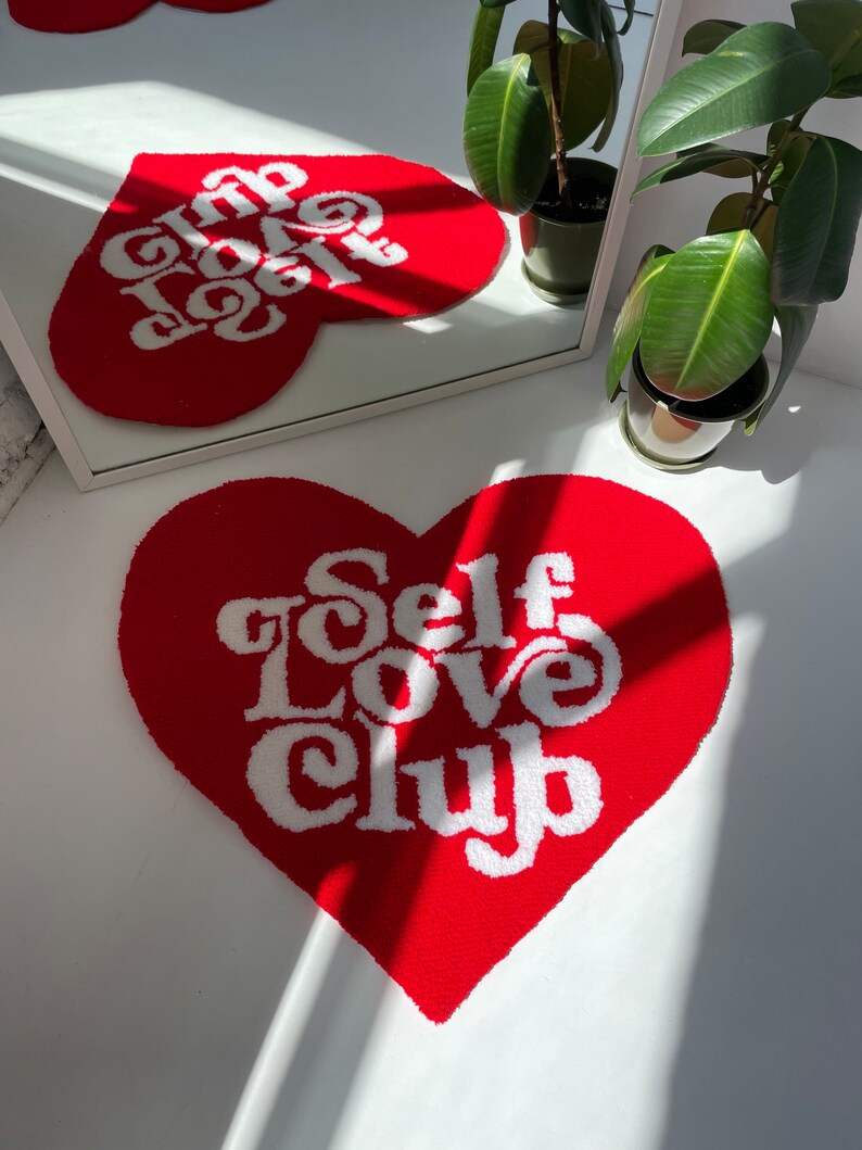 Tufted Rug Girls Dont Cry Self Love Club Handmade Rug Red - Etsy