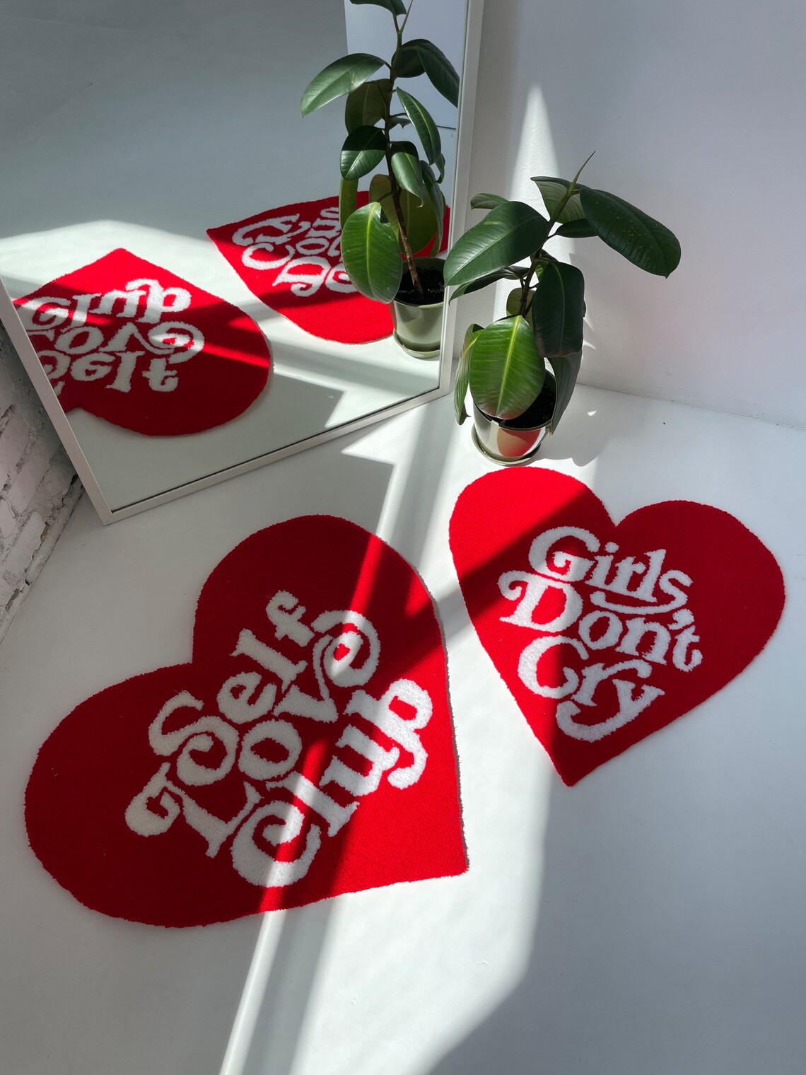 Tufted Rug Girls Dont Cry Self Love Club Handmade Rug Red - Etsy