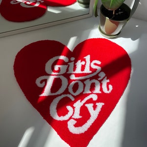 Tufted Rug Girls Dont Cry Self Love Club Handmade Rug Red - Etsy