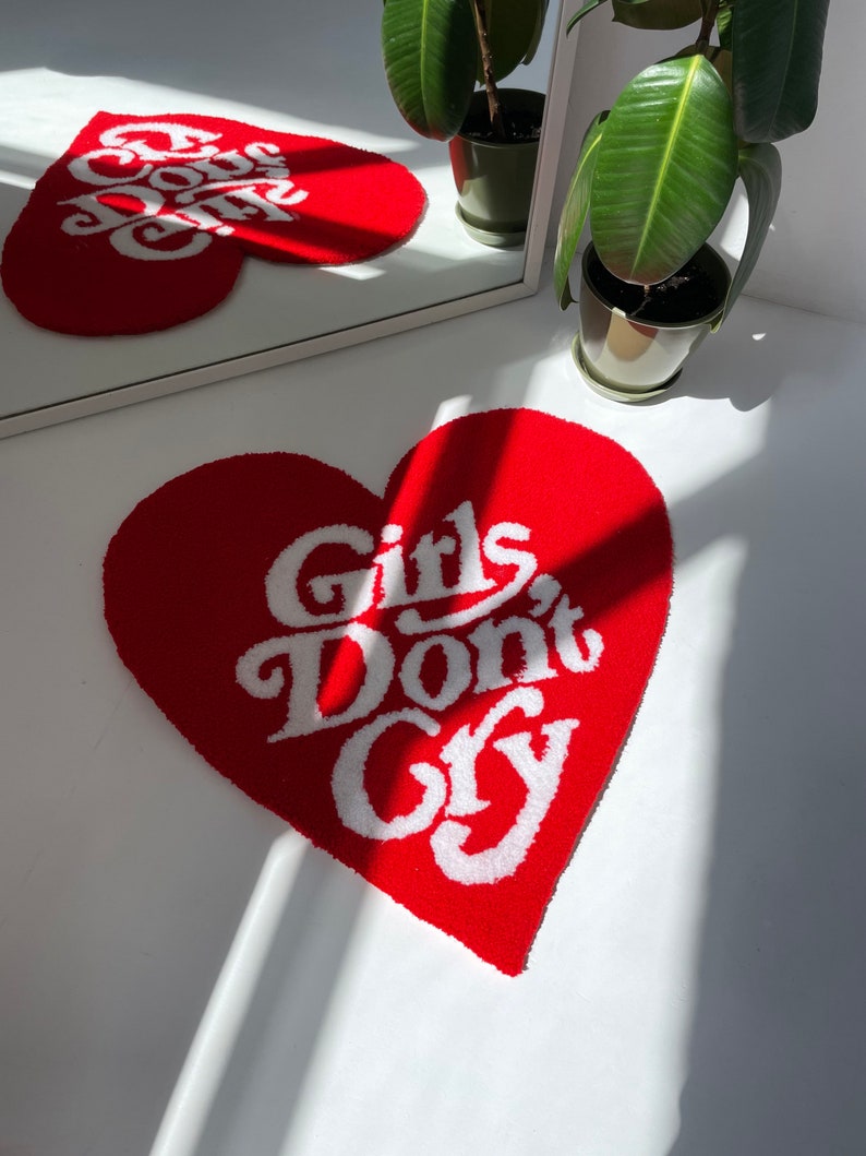 Tufted Rug Girls Dont Cry Self Love Club Handmade Rug Red - Etsy