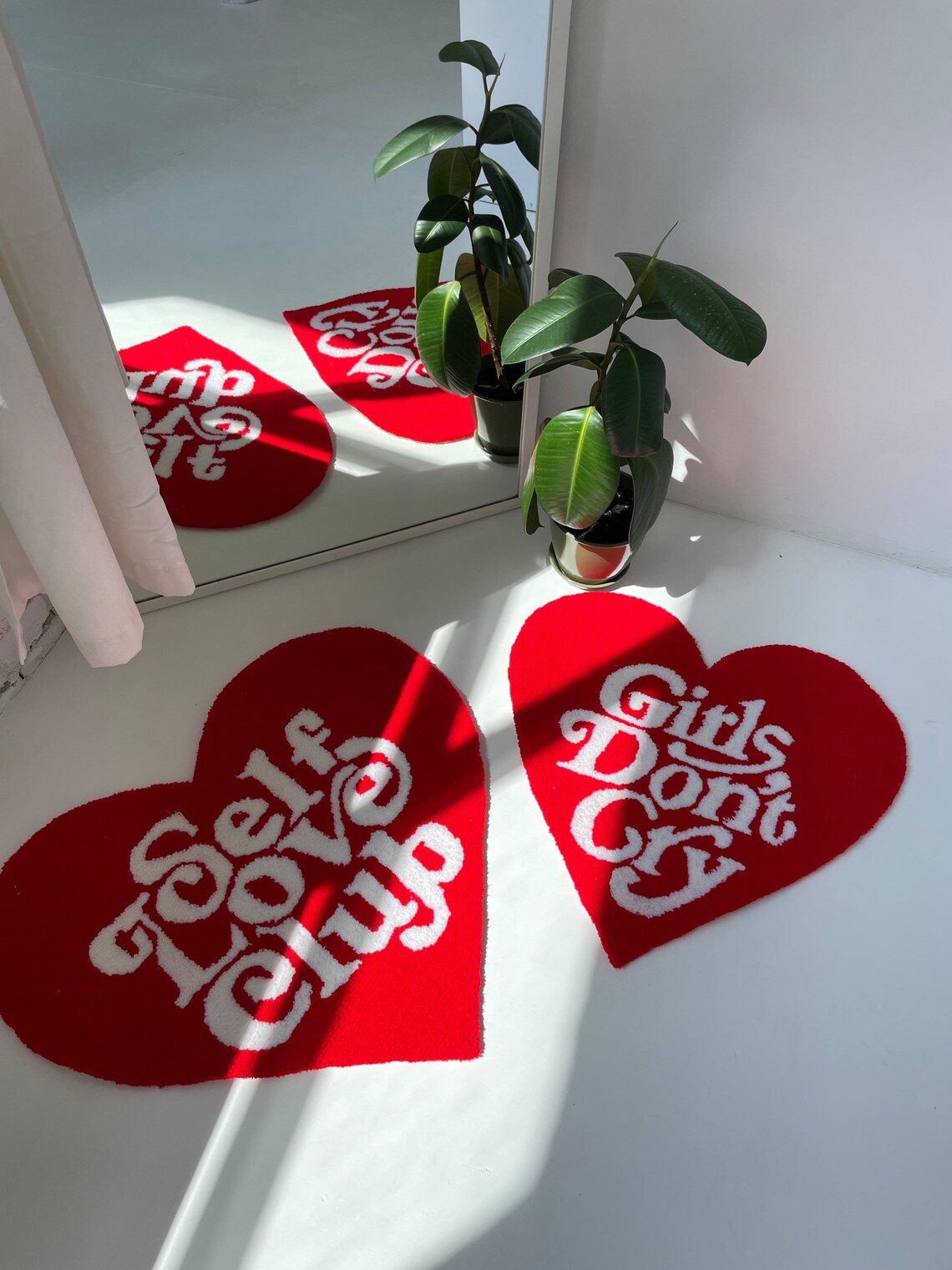 Tufted Rug Girls Dont Cry Self Love Club Handmade Rug Red - Etsy