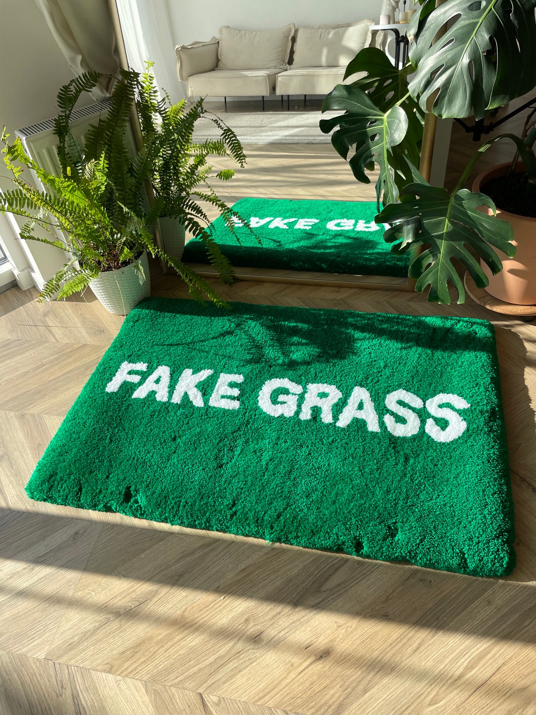 Fake Grass Carpet Green Grass Rug 3d Custom Tufted Rug - Etsy