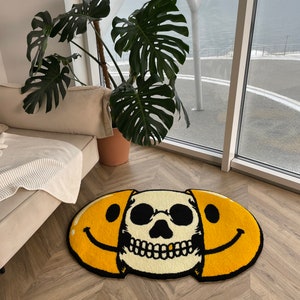 Tufted Custom Rug Trippy Face Rug Skull Rug Home Decor - Etsy