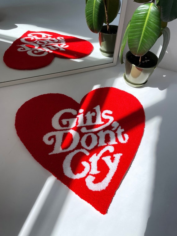 Tufted Rug Girls Dont Cry Self Love Club Handmade Rug Red - Etsy