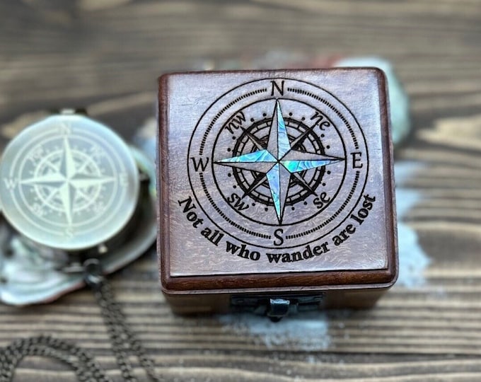 Brass Pocket Compass W/sundial Vintage Compass Handmade Compass ...