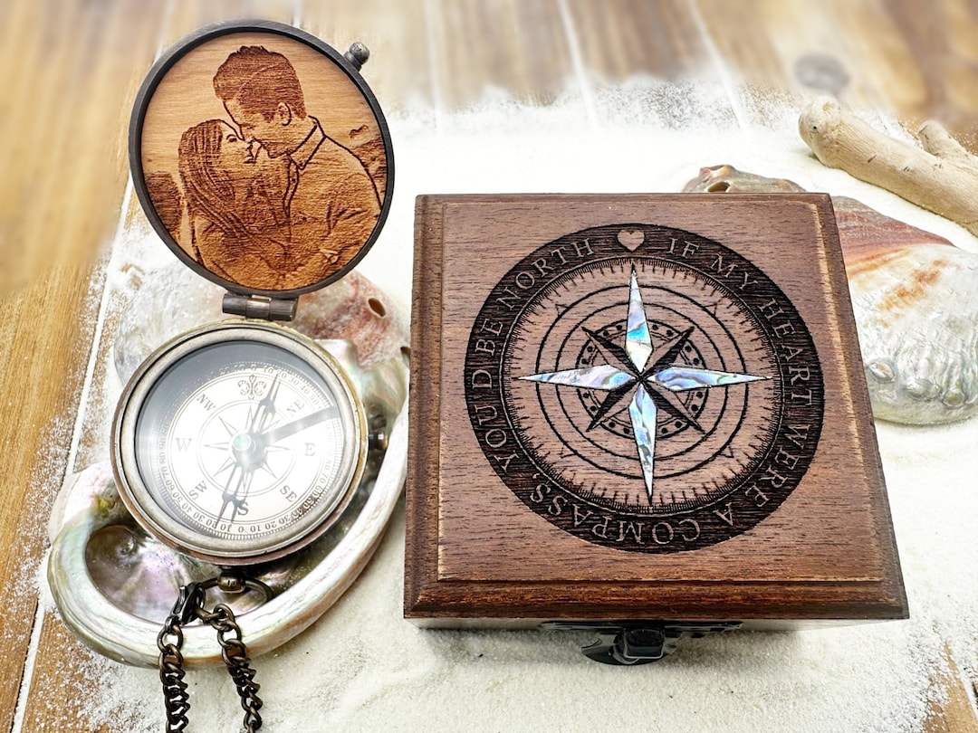 Personalized Compass, Birthday Gift for Him, Engraved Compass in Shell ...
