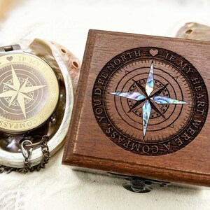 Personalized Compass, Birthday Gift for Him, Engraved Compass in Shell ...