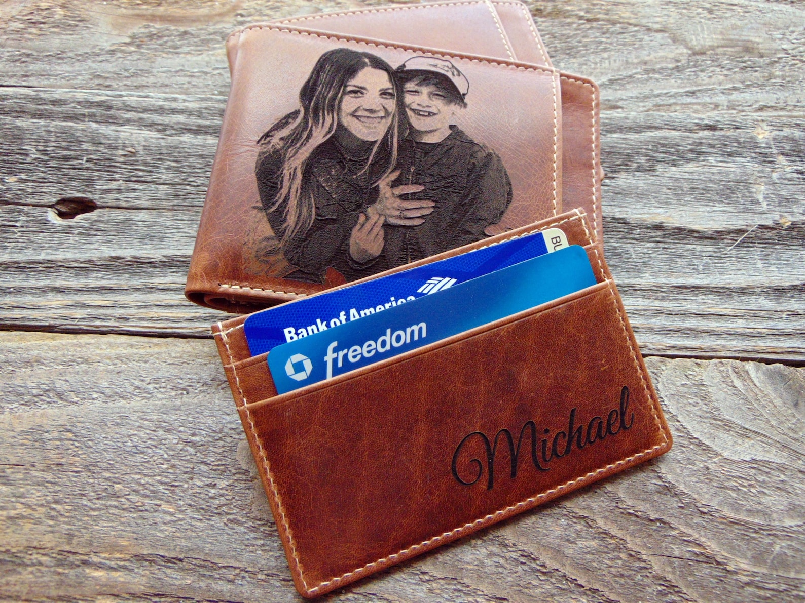 Personalized Wallet Gift for Him, Photo Engraved Leather Mens Wallet ...
