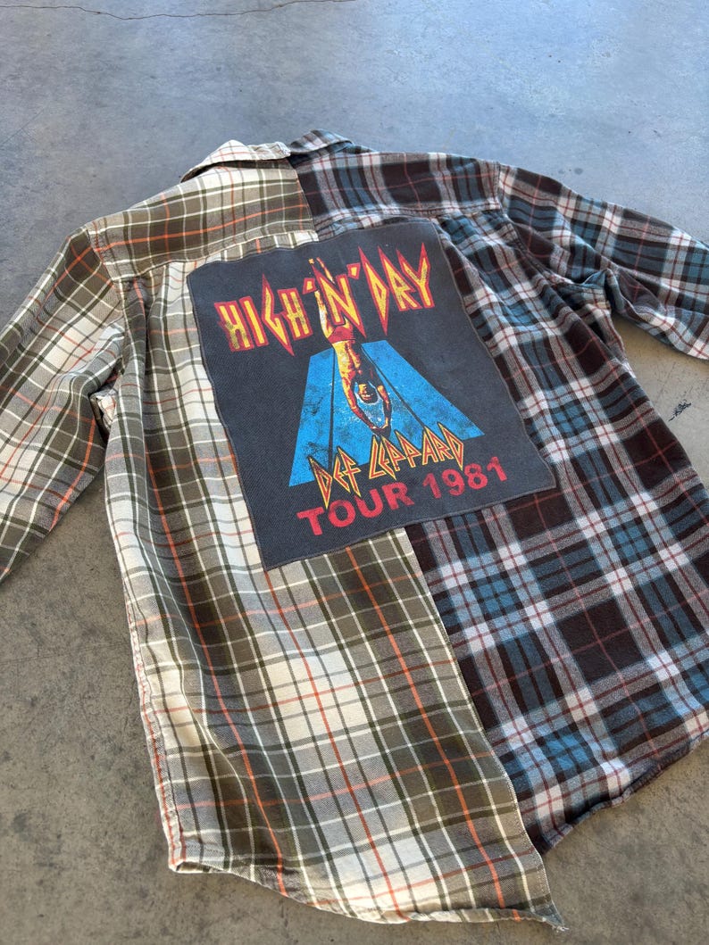 Reworked Def Leppard Double Flannel – High ’n’ Dry Tour Patch Shirt ...