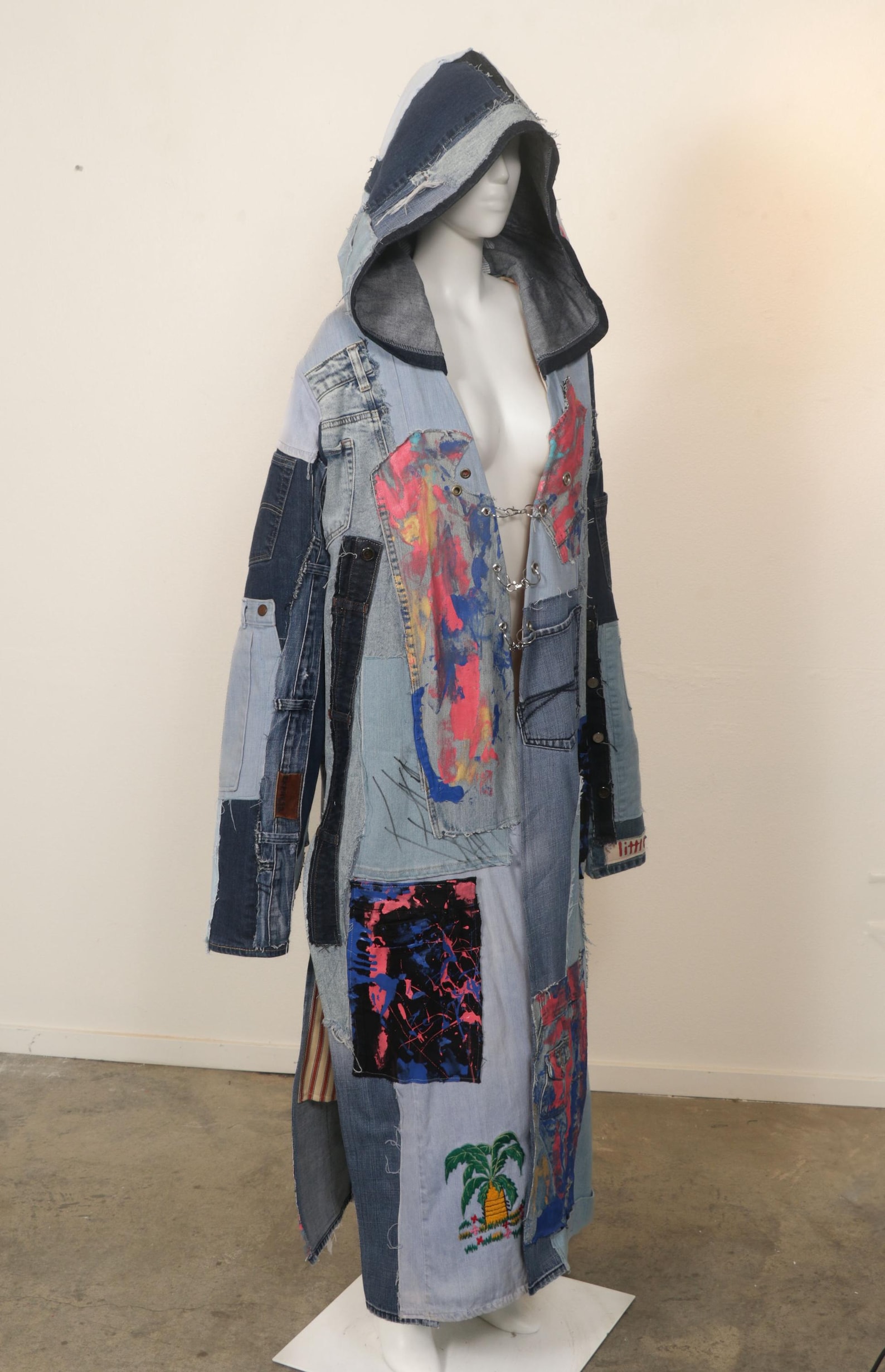 Denim Patchwork Duster - Upcycled Coat- Cloak (XXL): Handmade ...