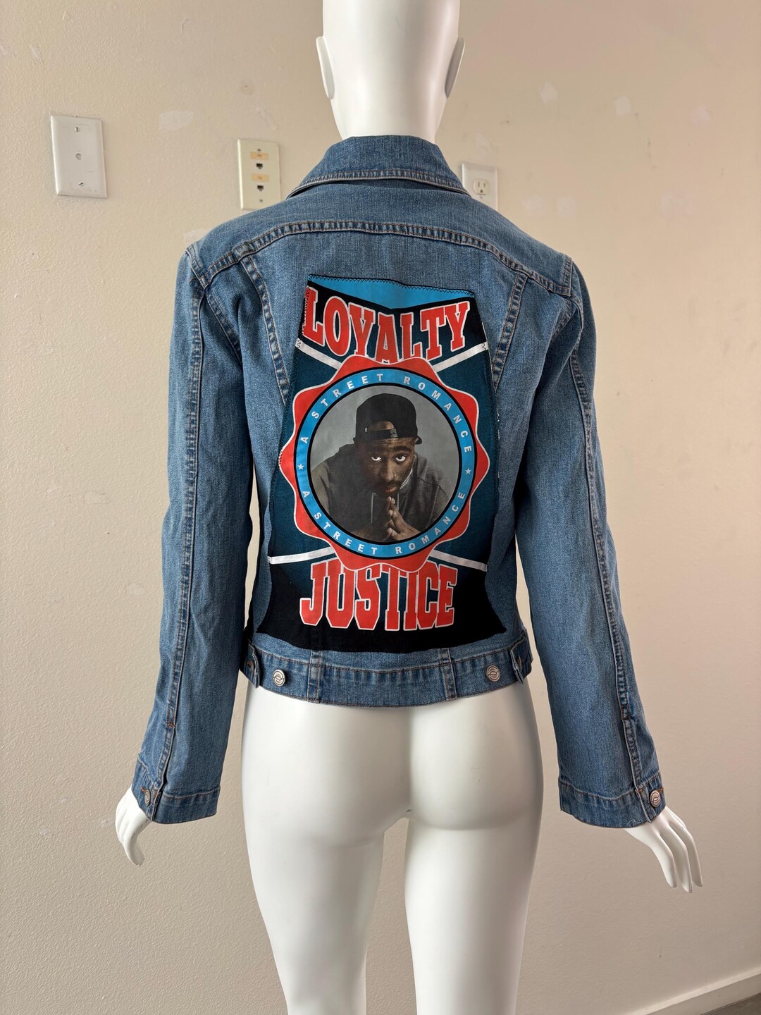 Handmade Tupac Denim Jacket – Upcycled Patchwork Streetwear (women’s ...