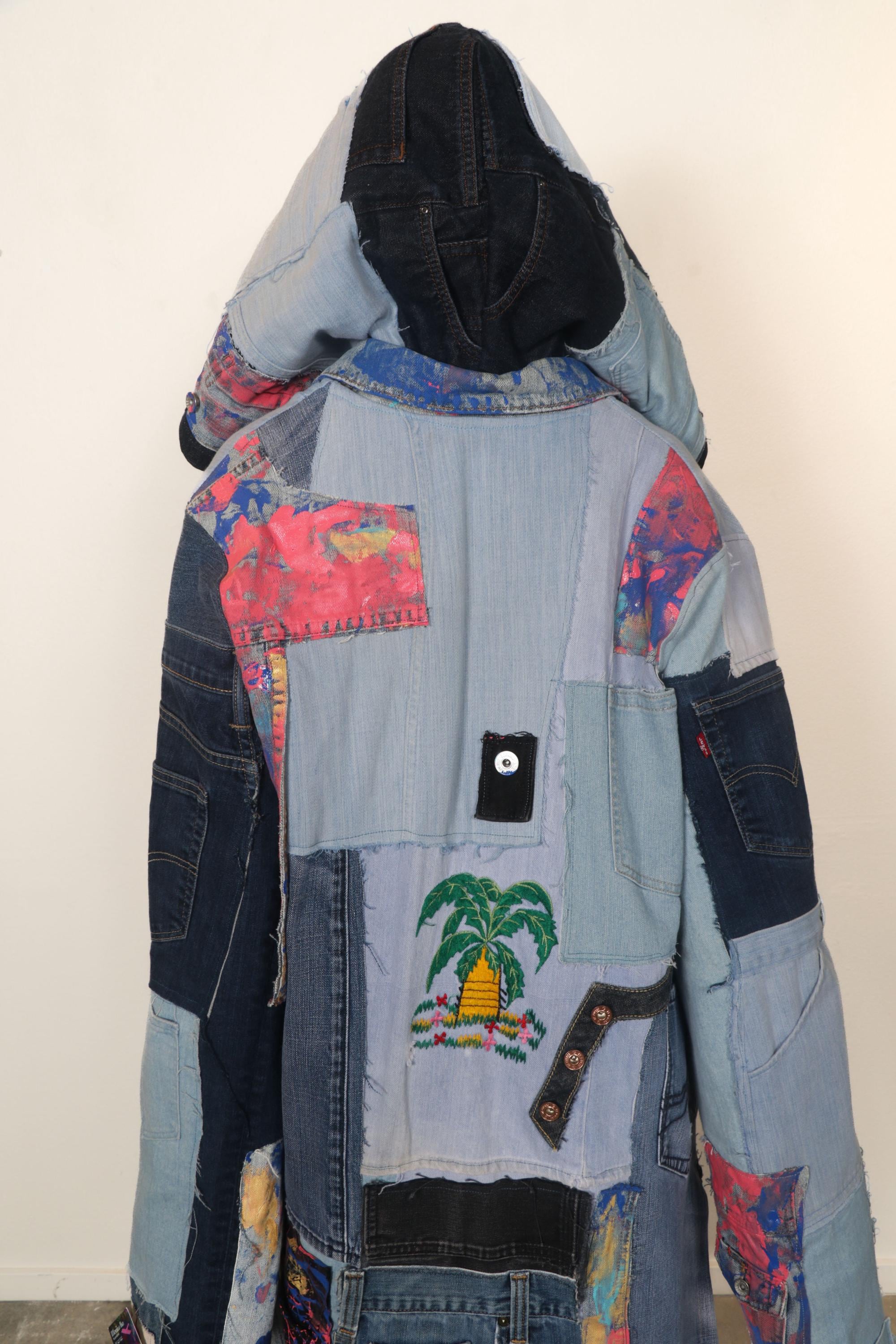 Denim Patchwork Duster - Upcycled Coat- Cloak (XXL): Handmade ...