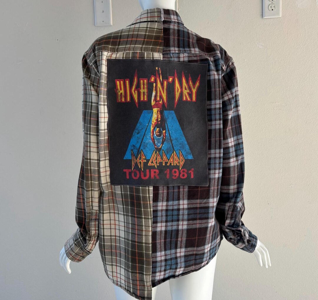Reworked Def Leppard Double Flannel – High ’n’ Dry Tour Patch Shirt ...