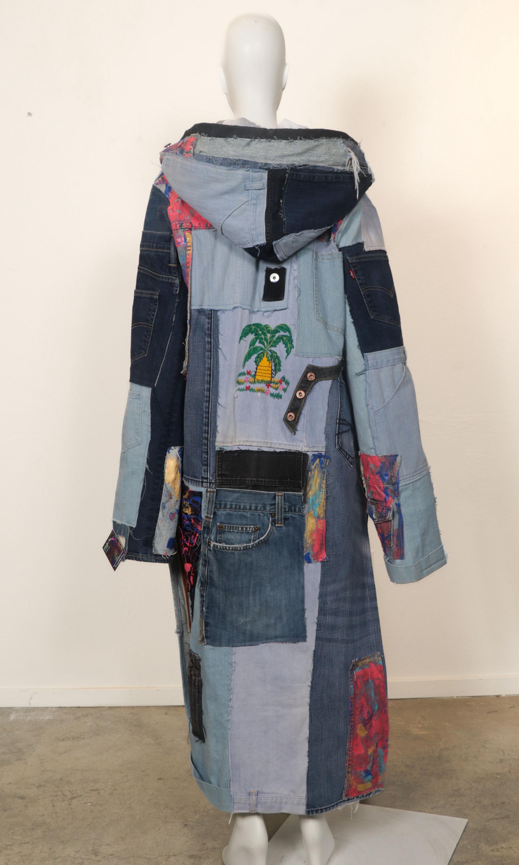 Denim Patchwork Duster - Upcycled Coat- Cloak (XXL): Handmade ...