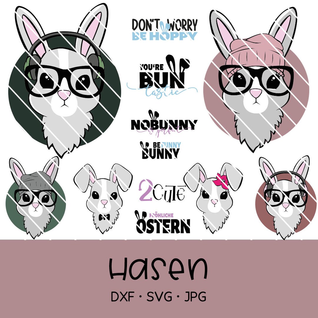 Plotter File Set Rabbits 6-piece Incl. 6 Sayings Hipster - Etsy UK