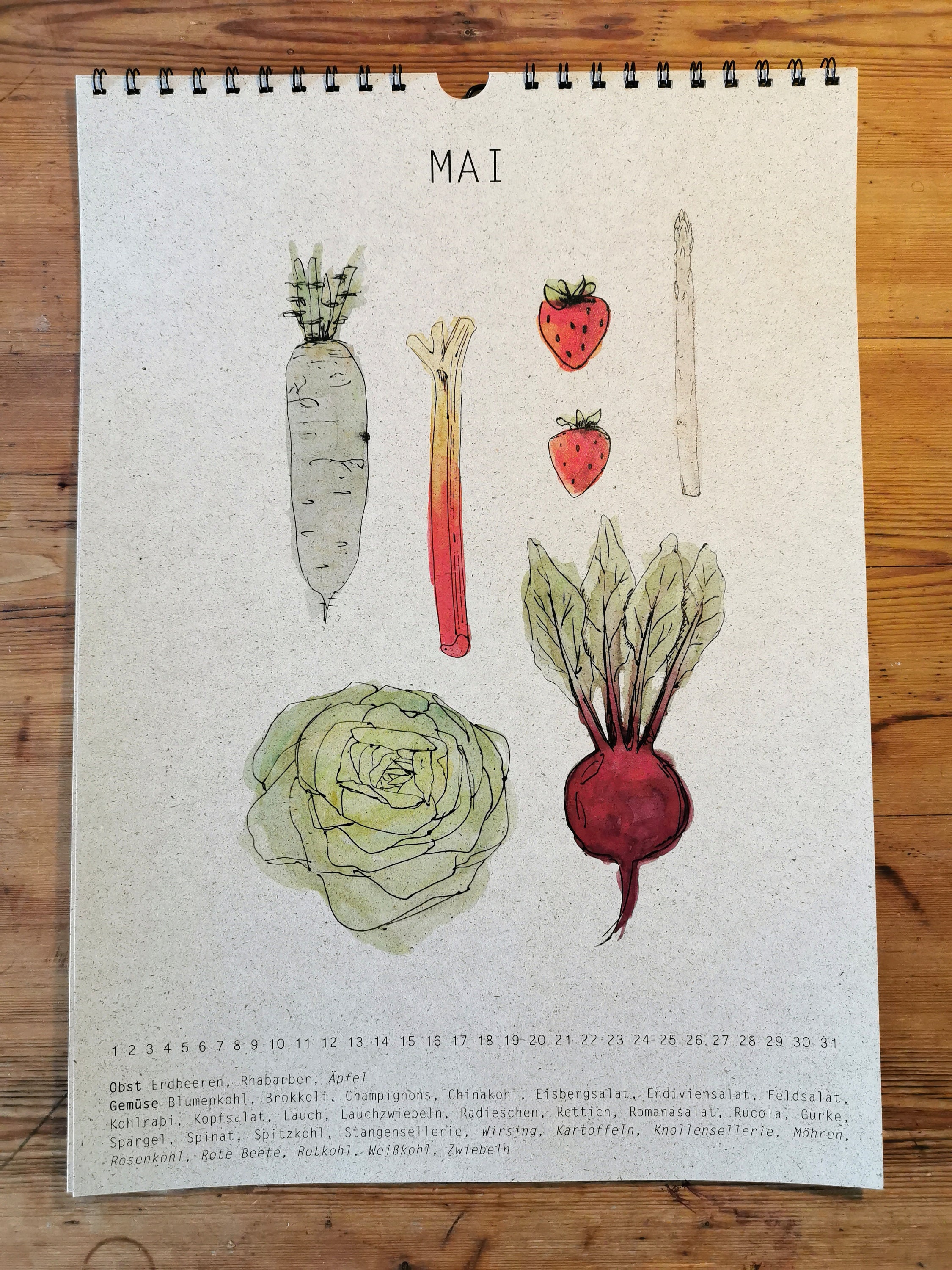 Saisonkalender für heimisches Obst und Gemüse - Wandkalender - Rezepte ...