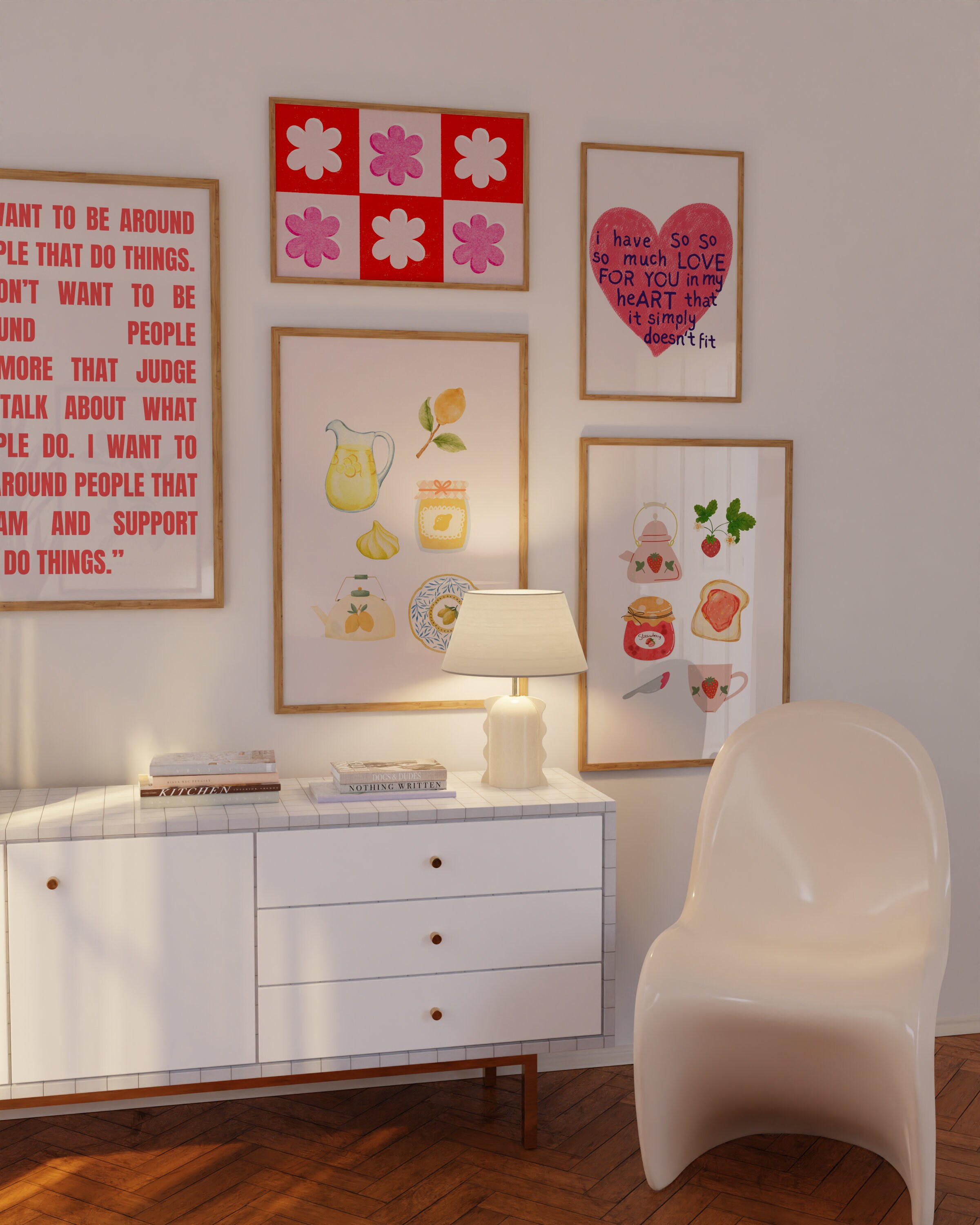 Pink&red Strawberry Collage Digital Wall Art/poster - Etsy