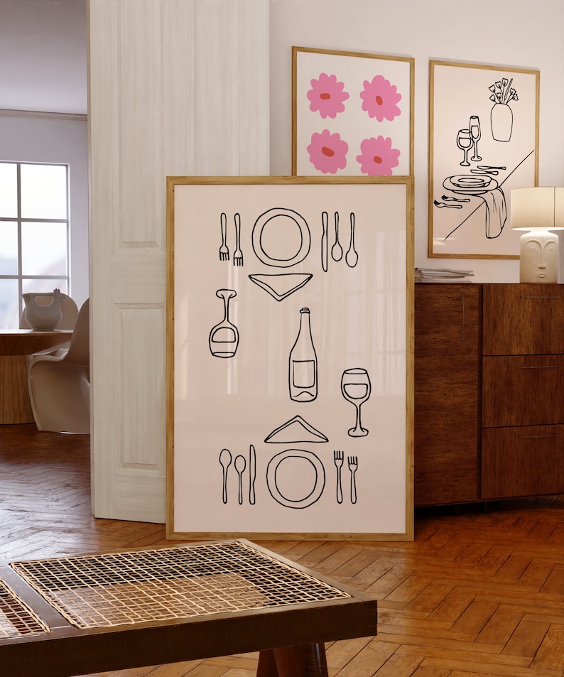 Minimalist Dinner Table Setting Drawing Digital Wall Art/poster - Etsy