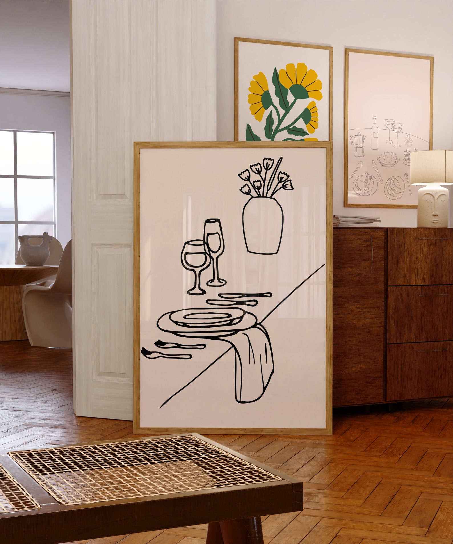 Minimalist Dinner Table Setting Drawing Digital Wall Art/poster - Etsy