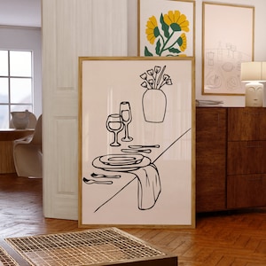 Minimalist Dinner Table Setting Drawing Digital Wall Art/poster - Etsy