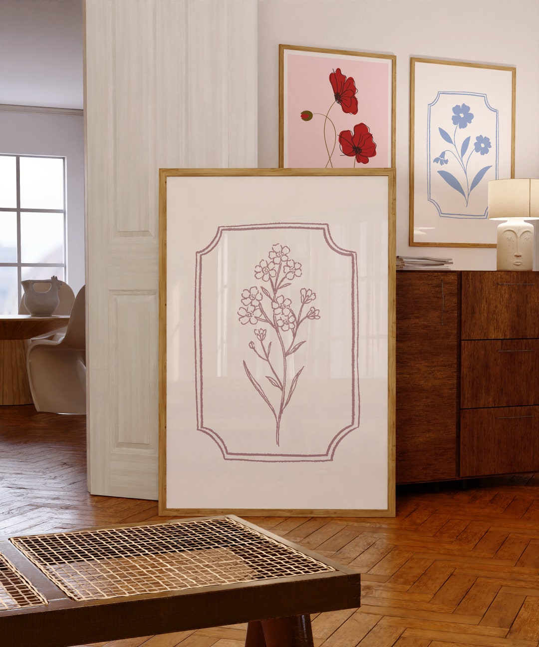 Dainty Pink Flower Frame Digital Wall Art/poster - Etsy
