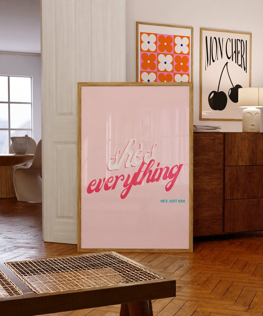 Pink "she's Everything. He's Just Ken" Digital Wall Art/poster - Etsy