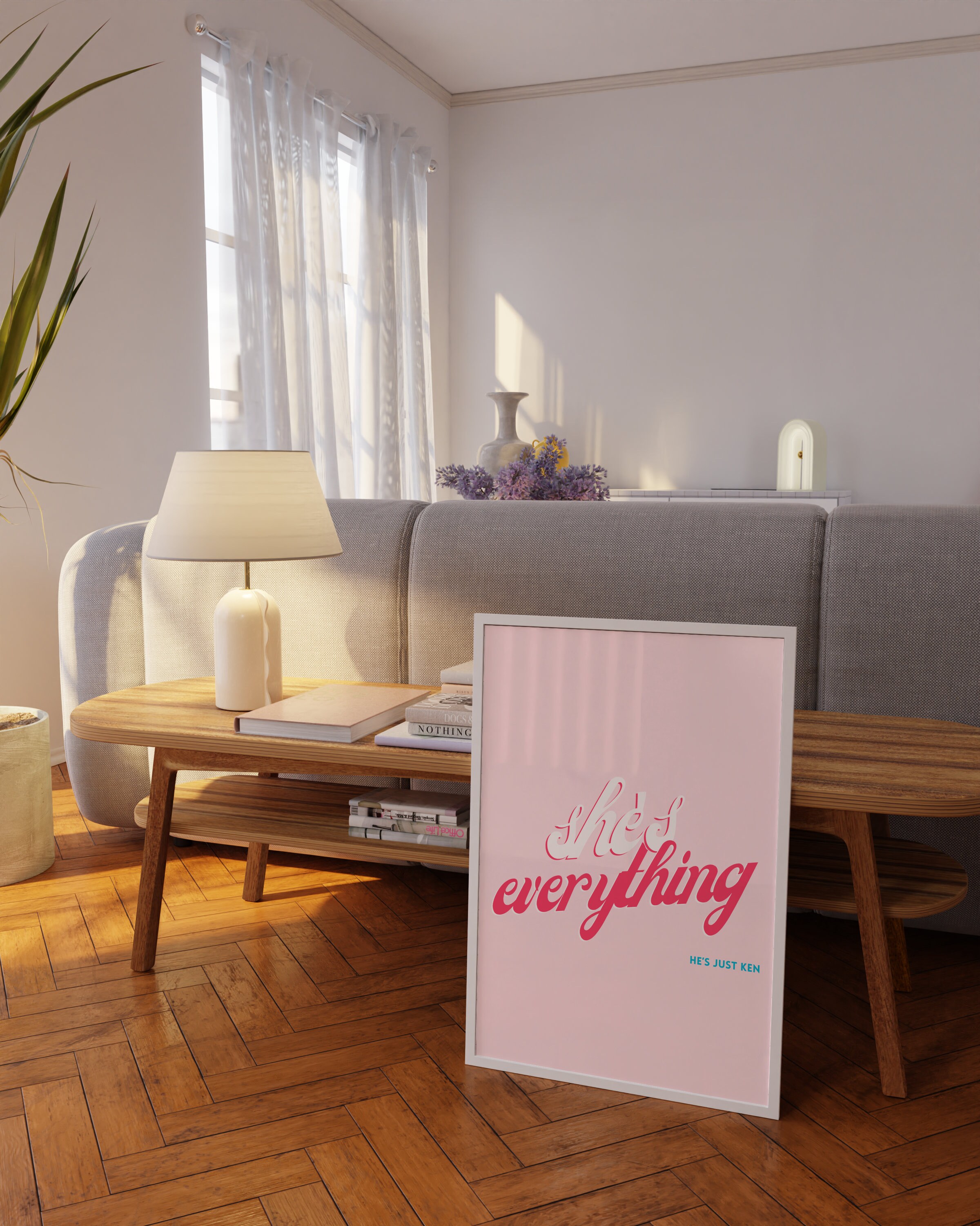 Pink "she's Everything. He's Just Ken" Digital Wall Art/poster - Etsy