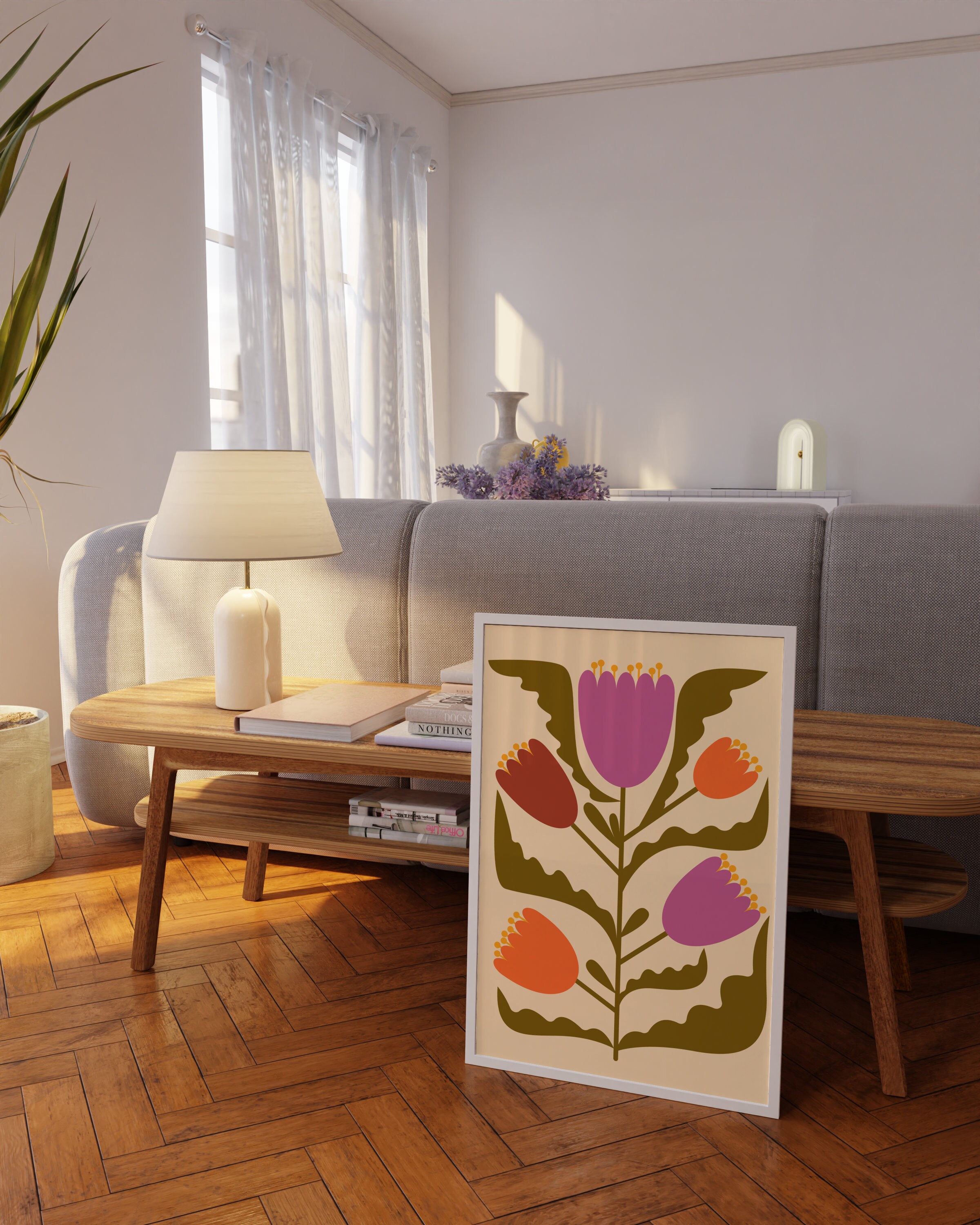 Scandinavian-inspired Neutral Tulip Flowers Digital Wall Art/poster - Etsy