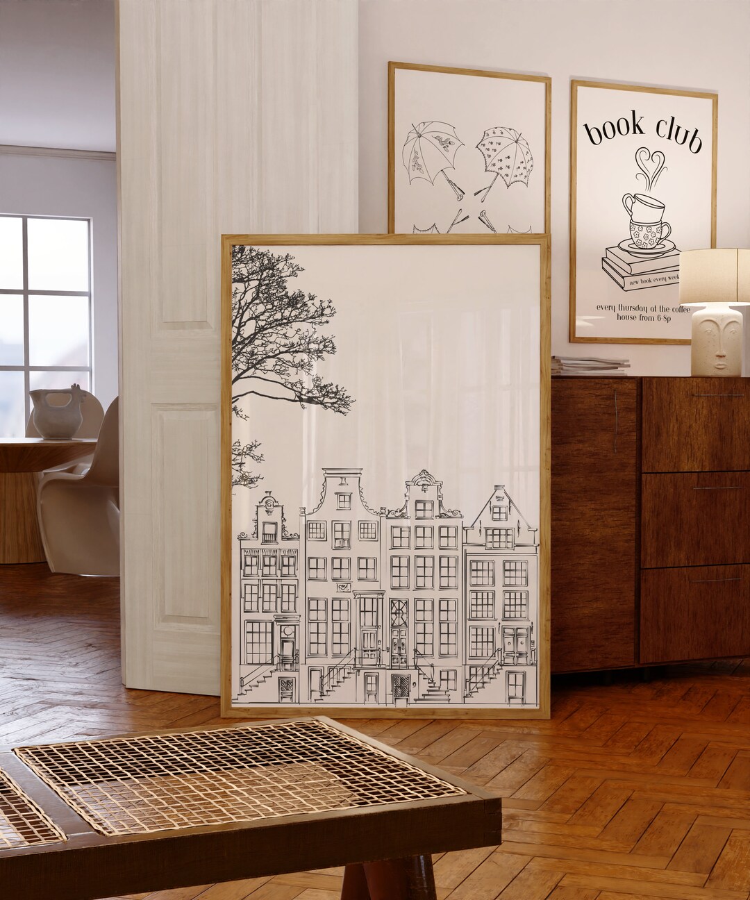 Monochrome City Townhomes/brownstones Architecture Digital Wall Art ...