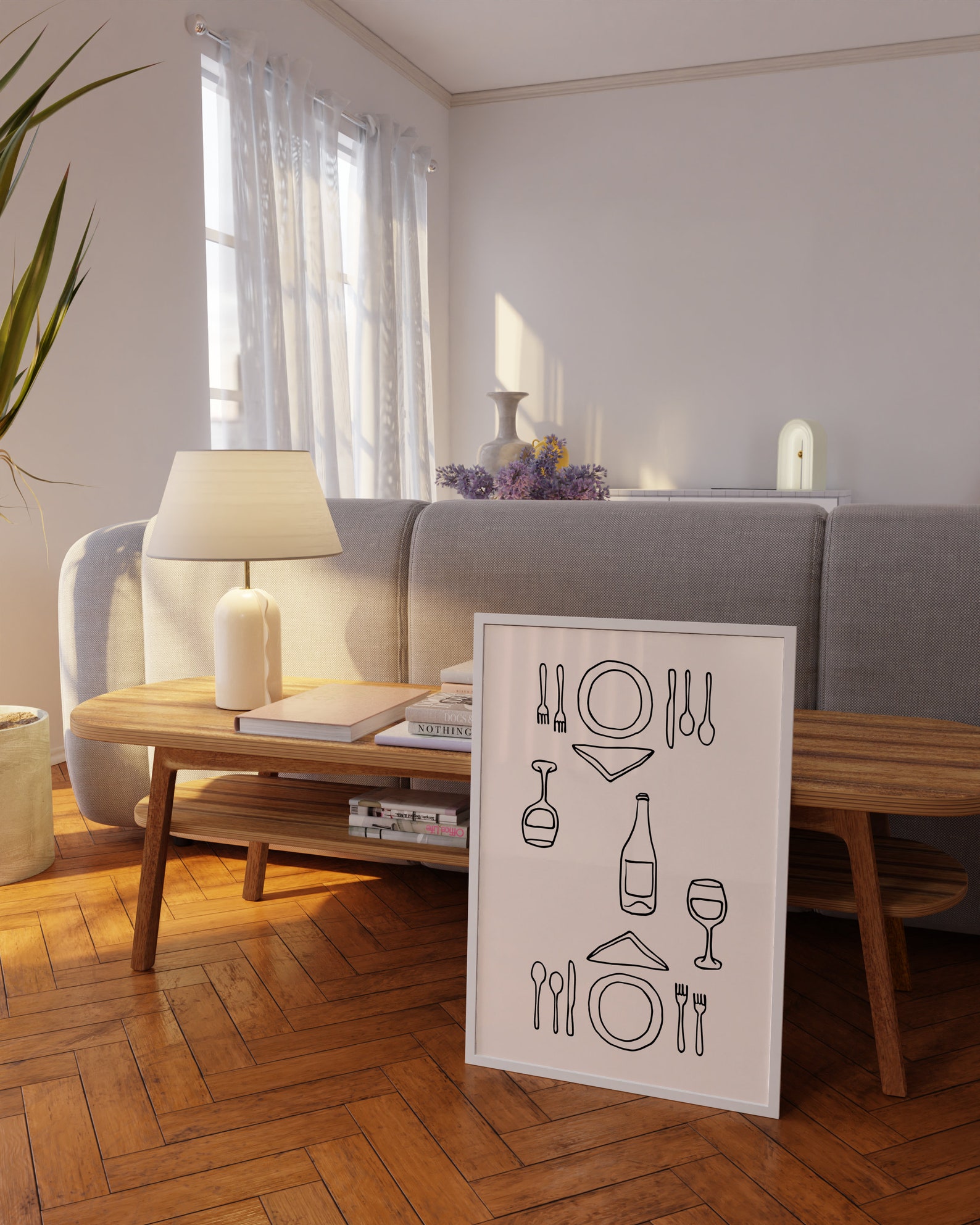 Minimalist Dinner Table Setting Drawing Digital Wall Art/poster - Etsy