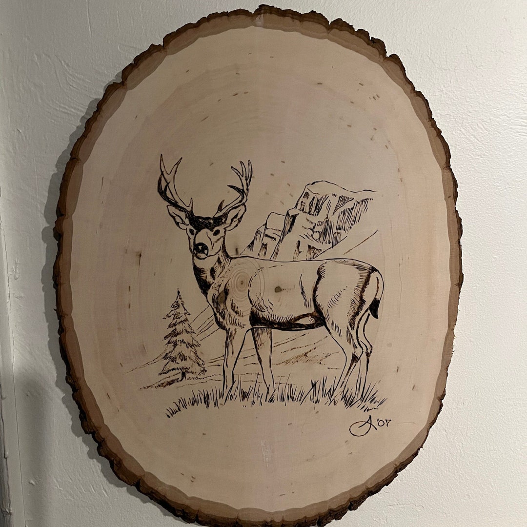 Buck Mule Deer Hand Wood Burning - Etsy