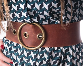 Wide leather belt | Etsy