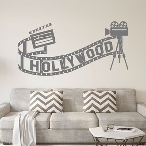 Hollywood Wall Sticker, Hollywood Movie Decor Sticker, Movie Wall Art ...