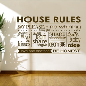 House Rules Wall Sticker, House Rules Wall Decal, House Rules Wall Art ...
