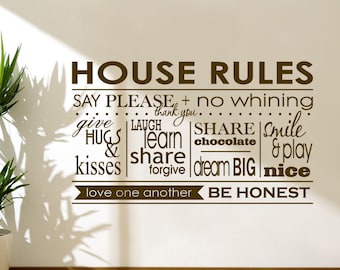 Family House Rules Wall Sticker - Etsy UK