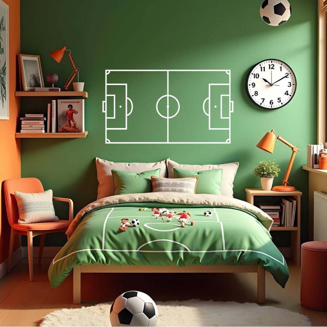 Football Pitch Wall Sticker for Soccer Bedroom, Football Lover Gift ...