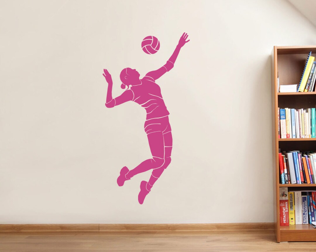 Volleyball Wall Decal for Girls Bedroom, Girl Volleyball Player Sticker ...