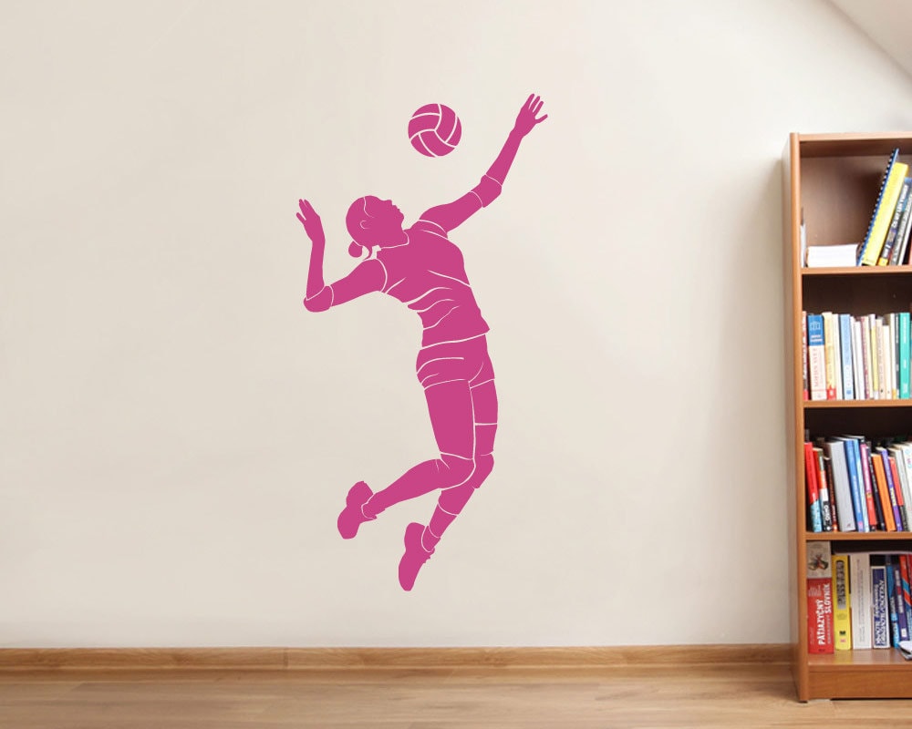Girl Volleyball Player Sticker Volleyball Gift, Volleyball Wall Decal ...