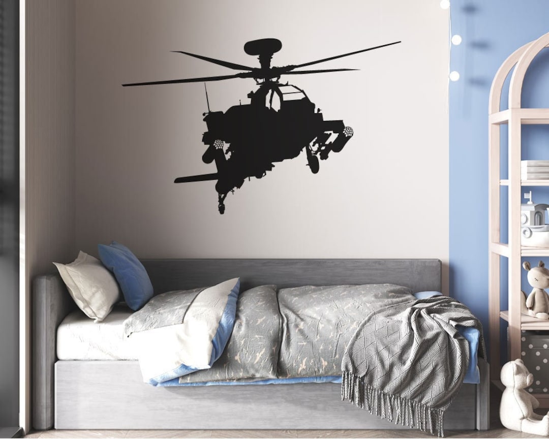 Apache Helicopter Wall Decal Boys Bedroom Blackhawk Helicopter Sticker ...