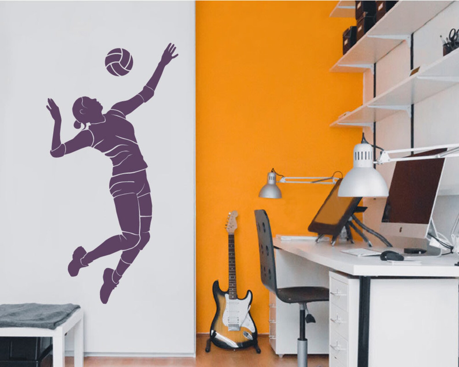 Girl Volleyball Player Sticker Volleyball Gift, Volleyball Wall Decal ...