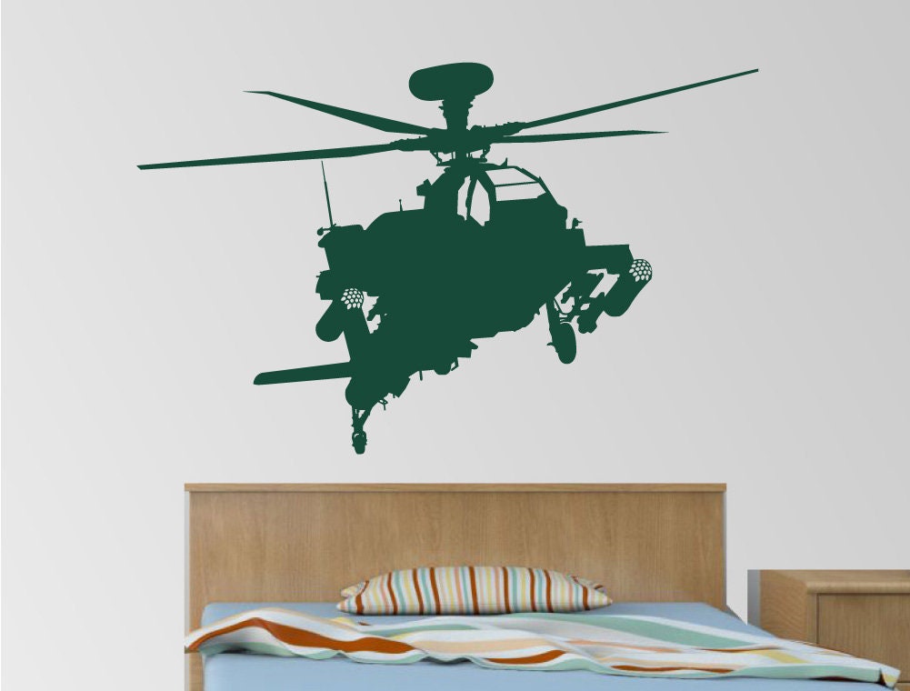 Apache Helicopter Wall Decal Boys Bedroom Blackhawk Helicopter Sticker ...
