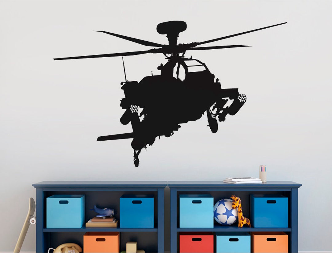 Apache Helicopter Sticker, Military Stickers, Helicopter Wall Art ...
