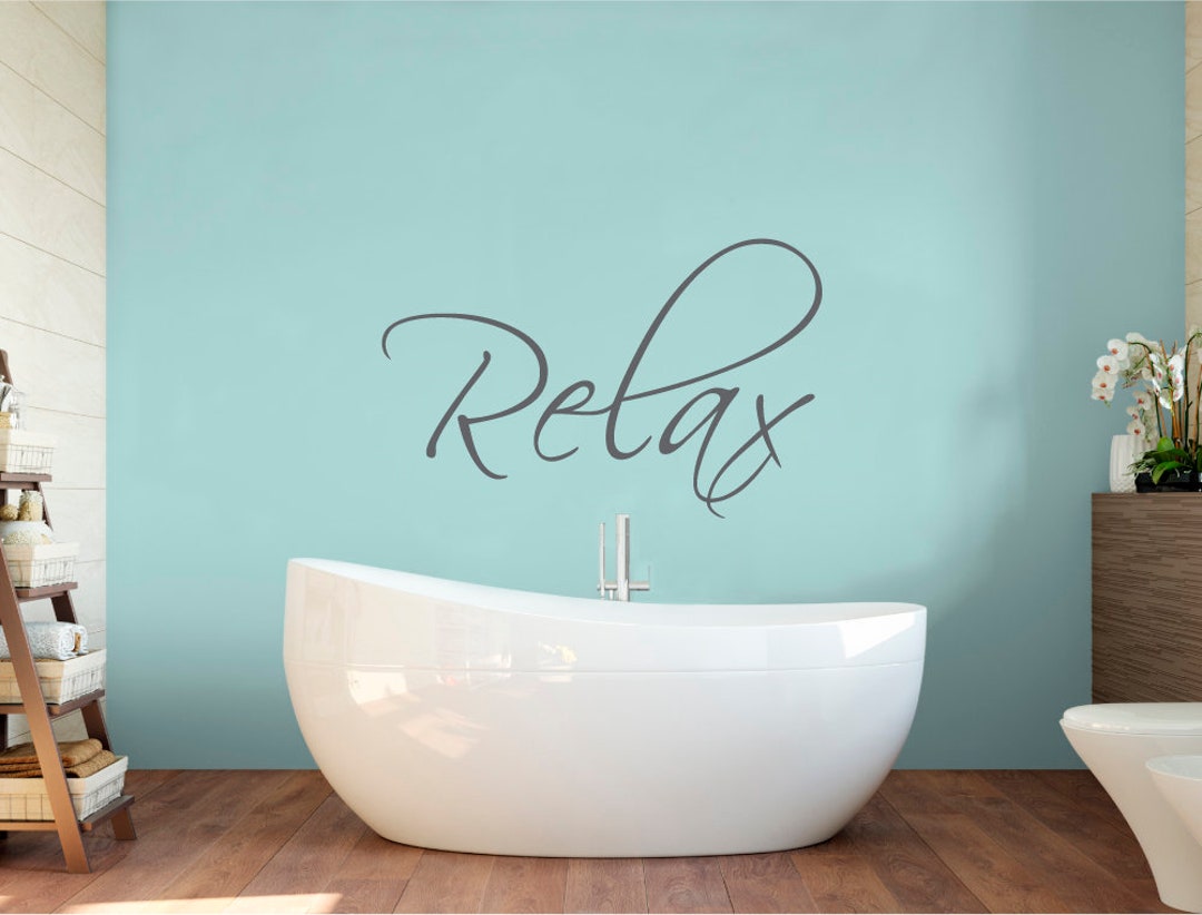 Relax Wall Art Sticker, Relax Wall Decal, Bathroom Wall Decor, Bathroom ...