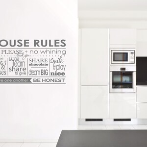 House Rules Wall Sticker, House Rules Wall Decal, House Rules Wall Art ...