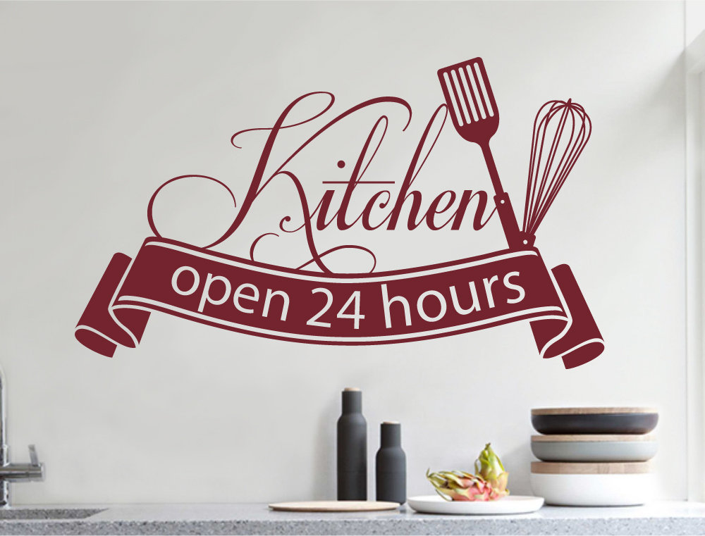 Kitchen Open 24 Hours Wall Sticker Kitchen Wall Art Kitchen | Etsy UK